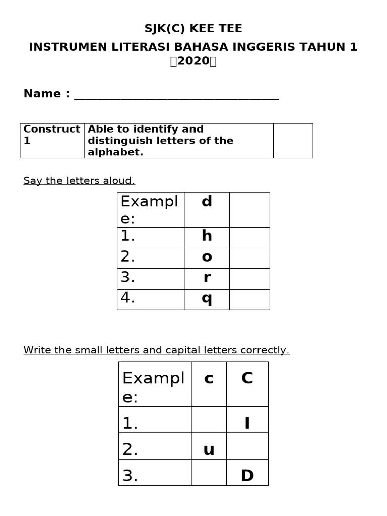 Linus Reading Instrument 2020 (English) | PDF | Human Communication ...