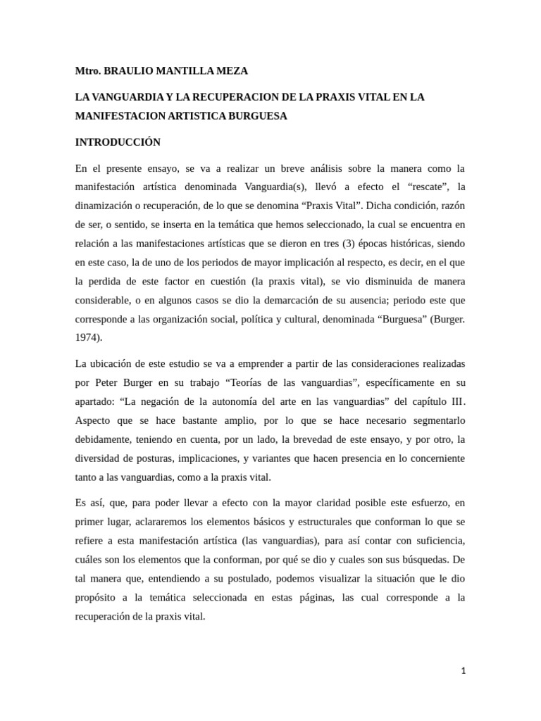 Vanguardia y Praxis Vital en el Arte | PDF | Expresionismo | Vanguardia