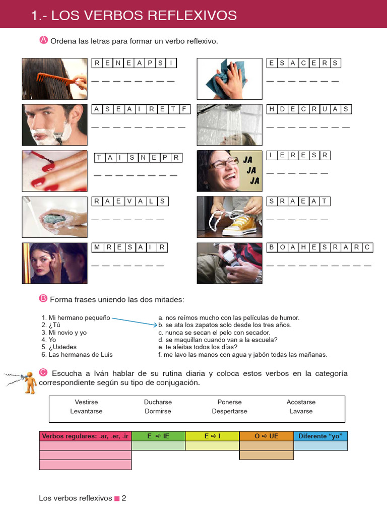 Actividades Los Verbos Reflexivos | PDF