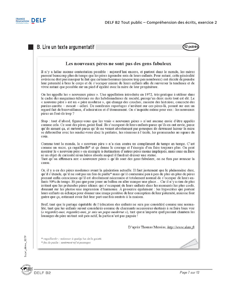 Compréhension écrite DELF B2 Exercice 2 | PDF