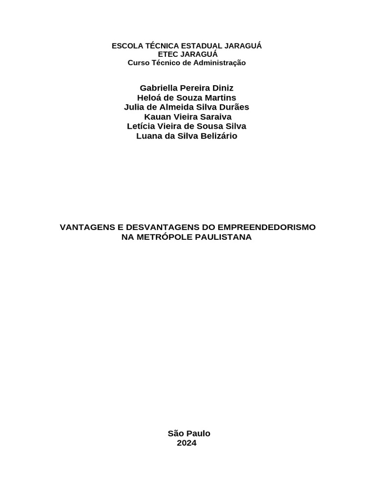 Cópia de Tcc. 2 | PDF | Empreendedorismo | Custo de vida