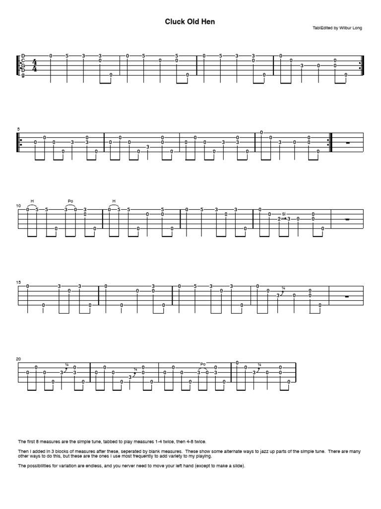Cluck Old Hen: Chords and Tabs Guide | PDF