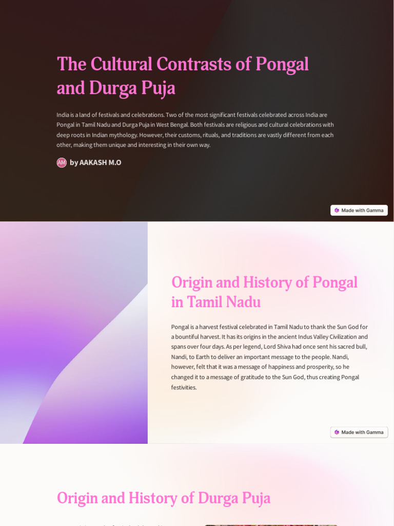 The Cultural Contrasts of Pongal and Durga Puja | PDF | Hindu Worship