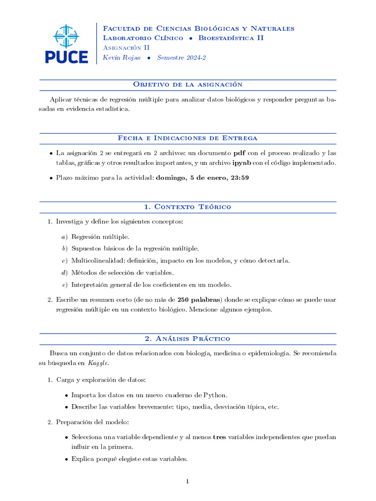 bioestadistica-asig3 | PDF | Análisis de regresión | Regresión lineal