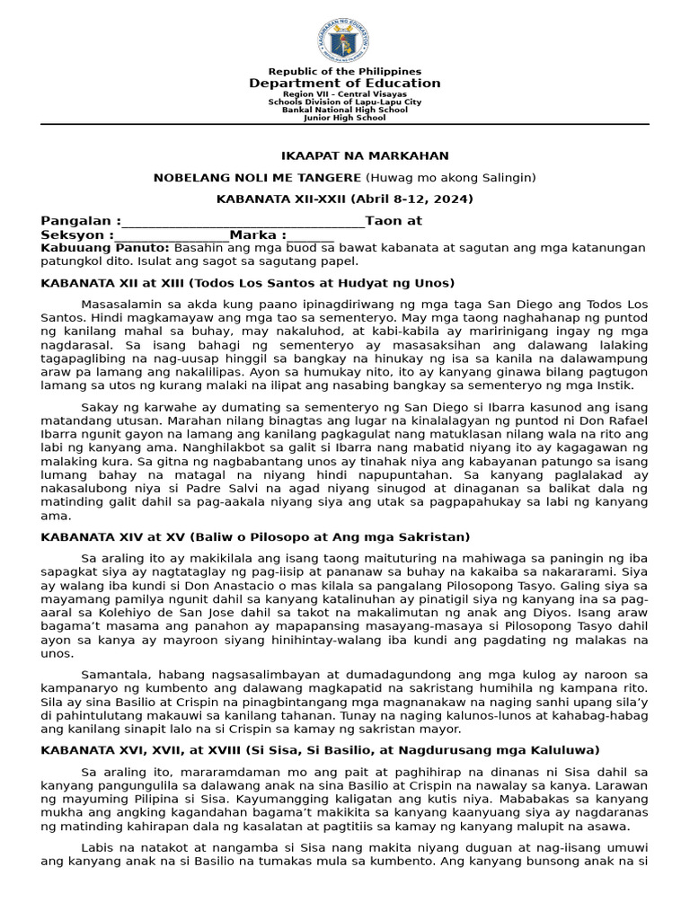 Noli Me Tangere Kab 12 22 | PDF