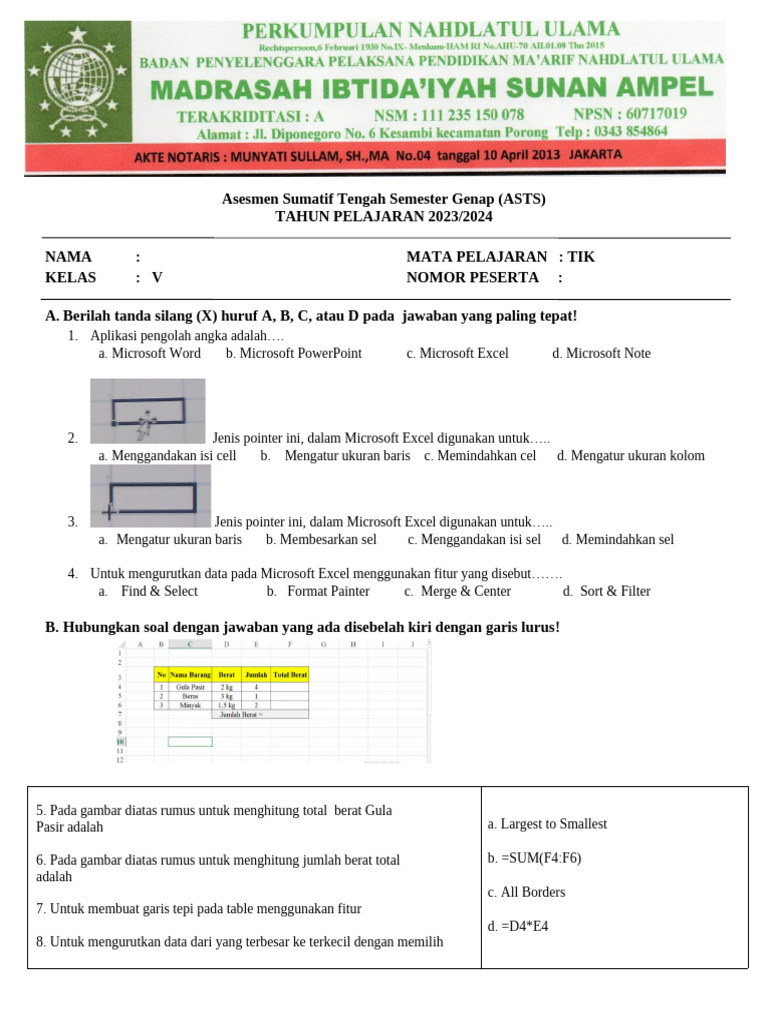 Soal Tik Kelas 5 | PDF