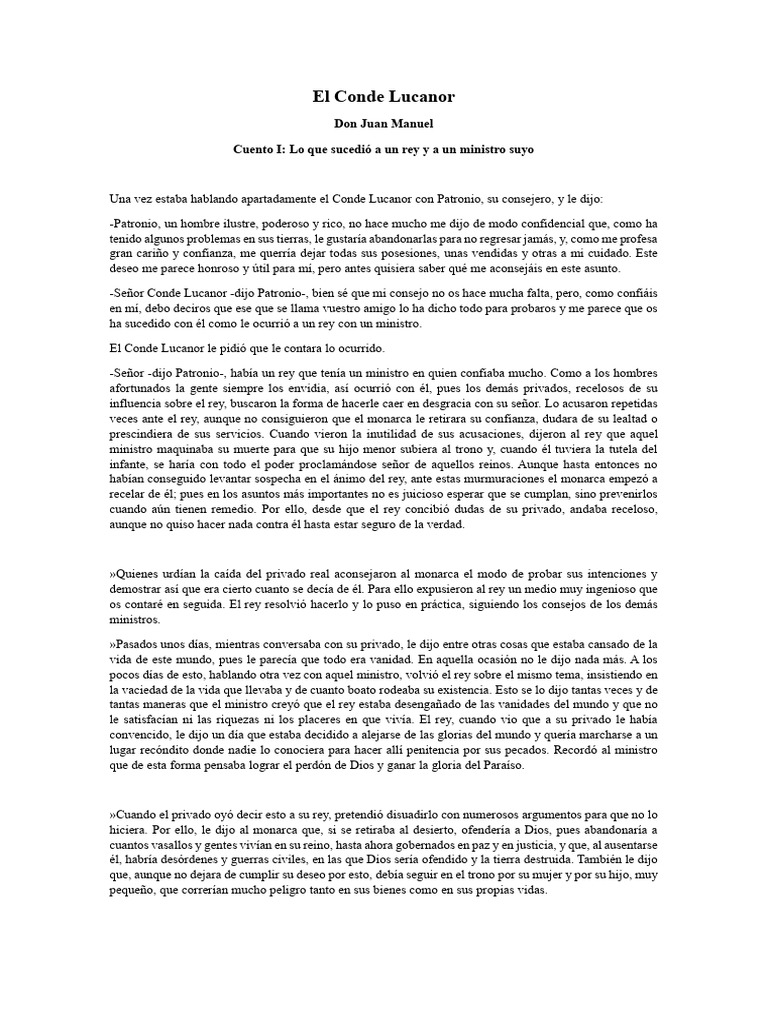 El Conde Lucanor: Consejo y Lealtad | PDF