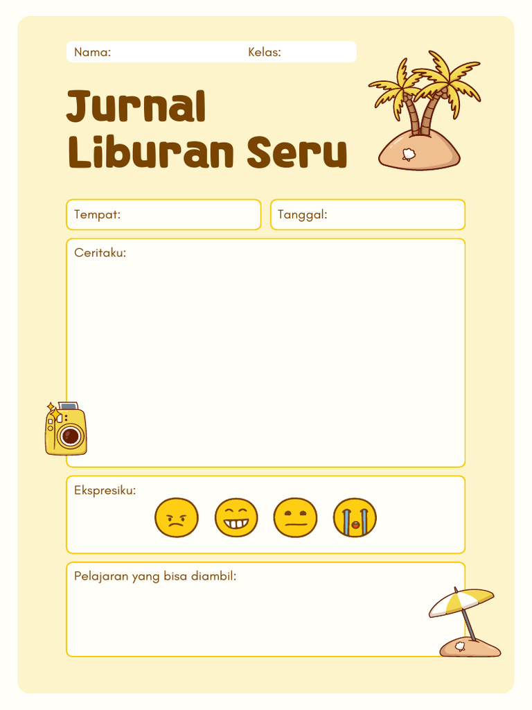 Jurnal Liburan Seru Lembar Kerja Kuning Ilustratif | PDF