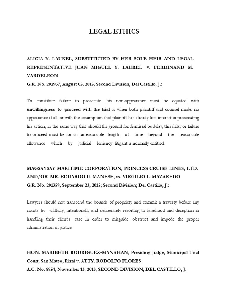 Legal Ethics Short Case Doctrines | PDF | Judiciaries | Justice