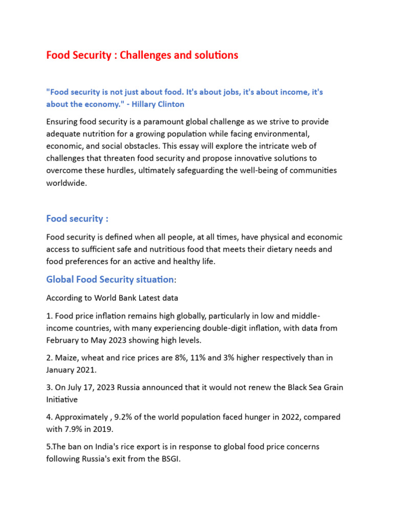 1. Food Security_Challenges and Solutions | PDF | Food Security ...