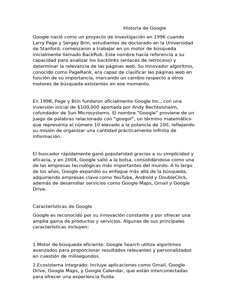 Historia y evolución de Google | PDF | Inteligencia artificial ...
