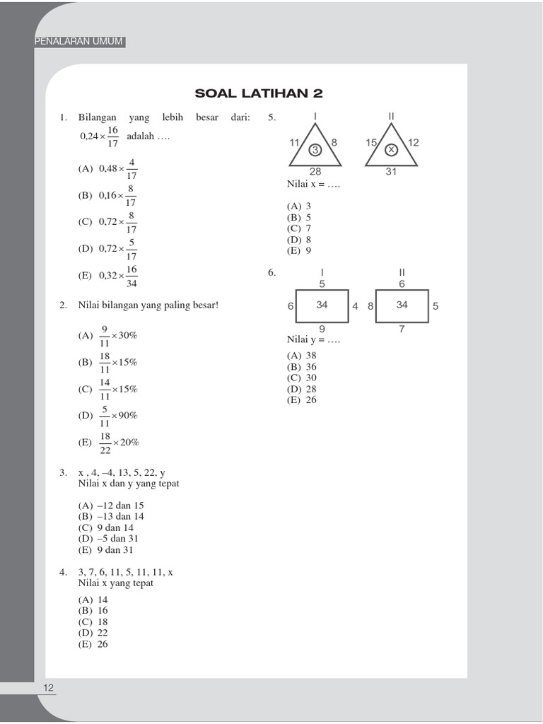 SOAL - TPS Penalaran Umum (Matematika) | PDF