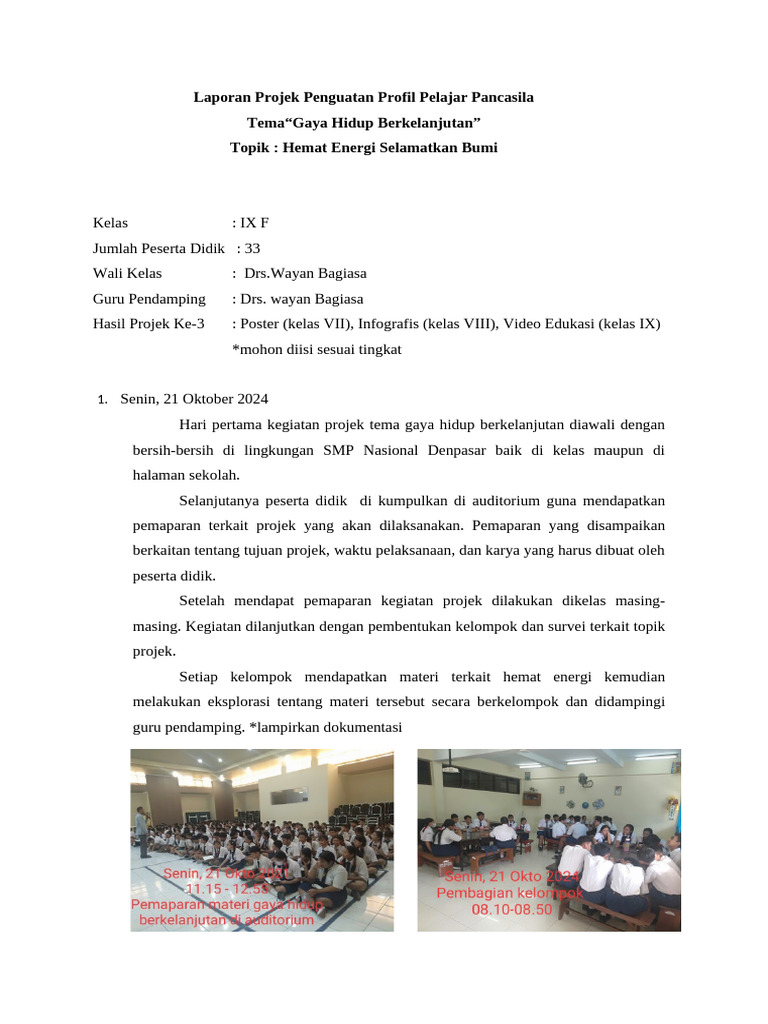 9F.Laporan Kelas Projek Ke-3 | PDF