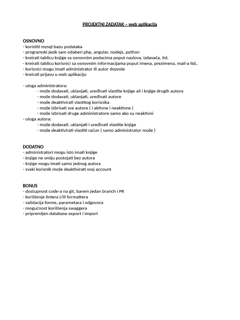 Projektni zadatak | PDF