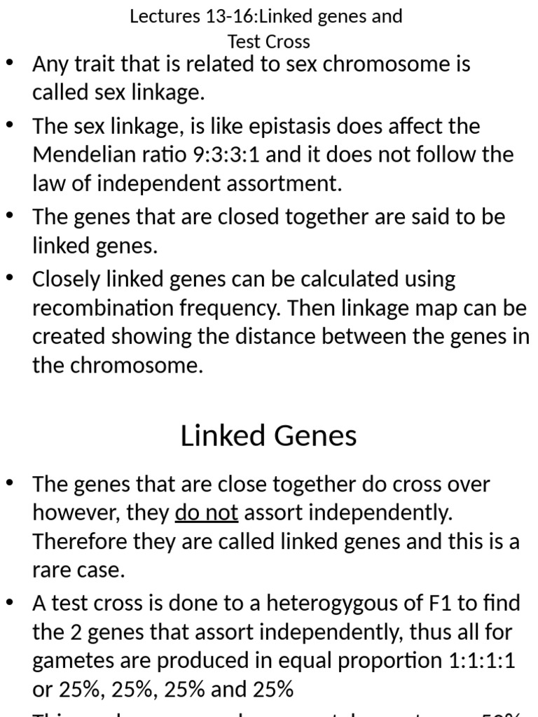 Lecture 13-16 Sex Linkage and Gene Mapping-1 - 093019 | PDF | Genetic ...
