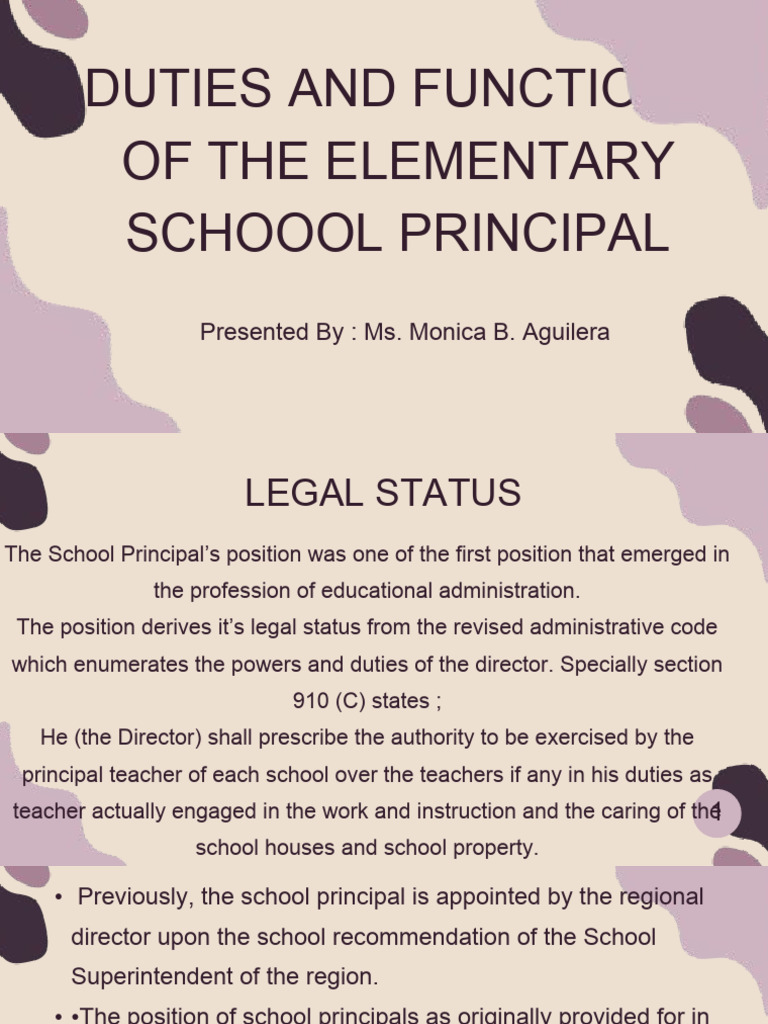 Duties and Functions of School Principal | PDF | Teachers | Schools