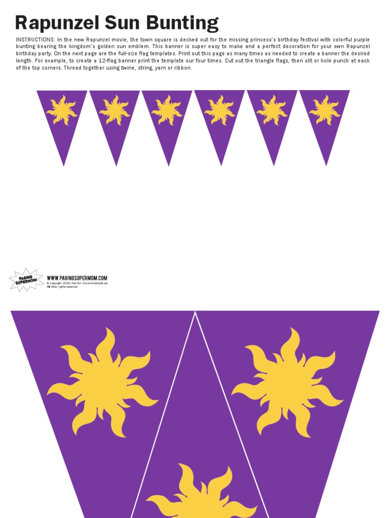 Printable Rapunzel Sun Bunting | PDF | Flag | Symbols