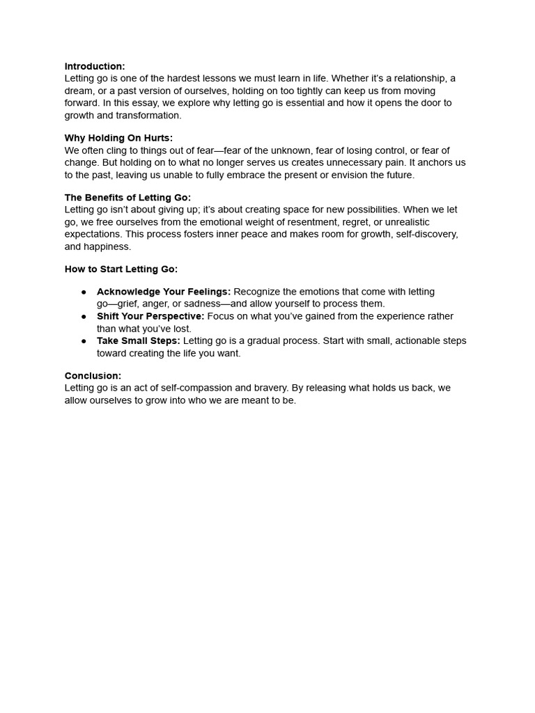 The Art of Letting Go | PDF