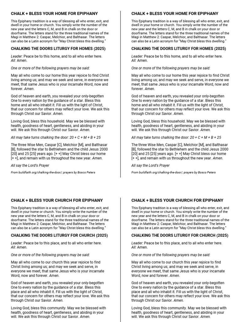 Epiphany-Chalking-the-Doors-handout-2025 | PDF | Biblical Magi | Jesus