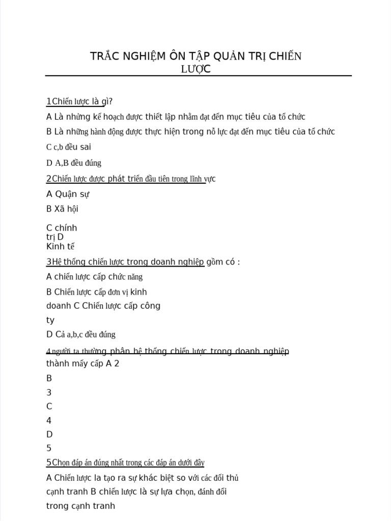 PDF Trac Nghiem Quan Tri Chien Luoc | PDF
