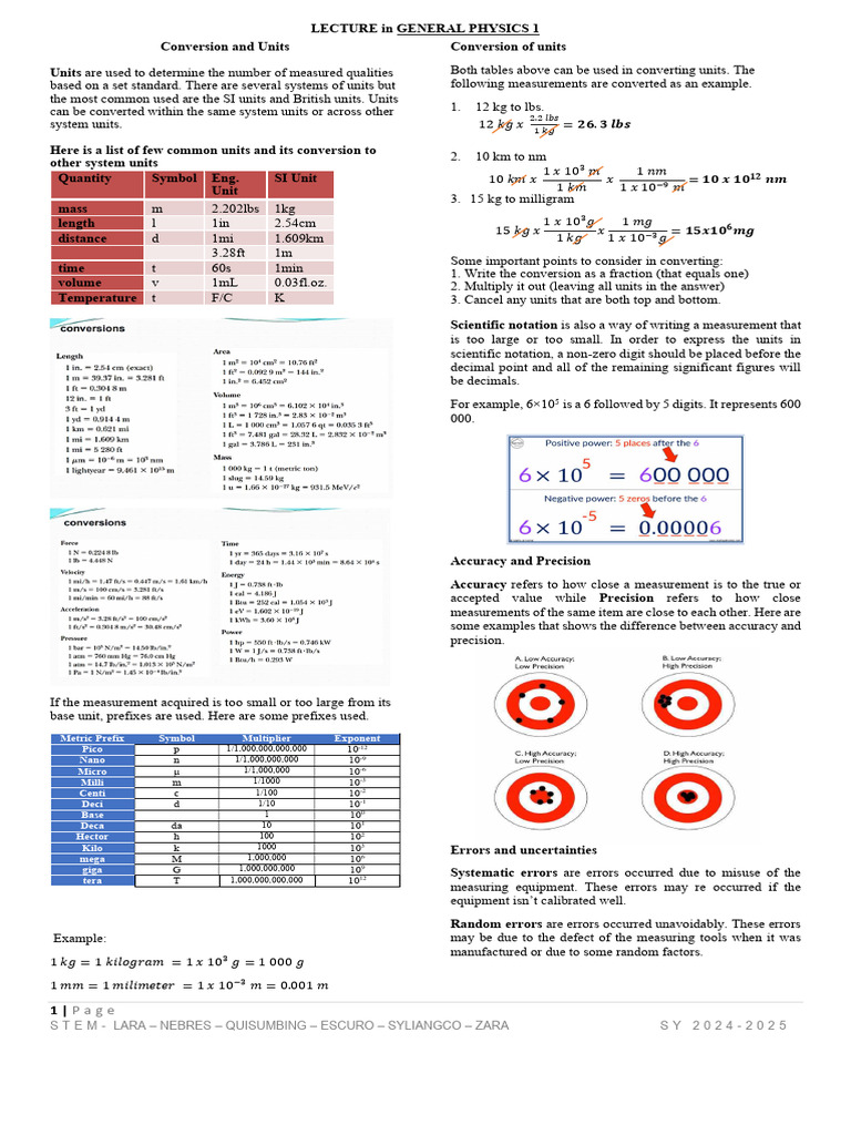 Unit Conversion and Measurement Accuracy | PDF | Significant Figures ...