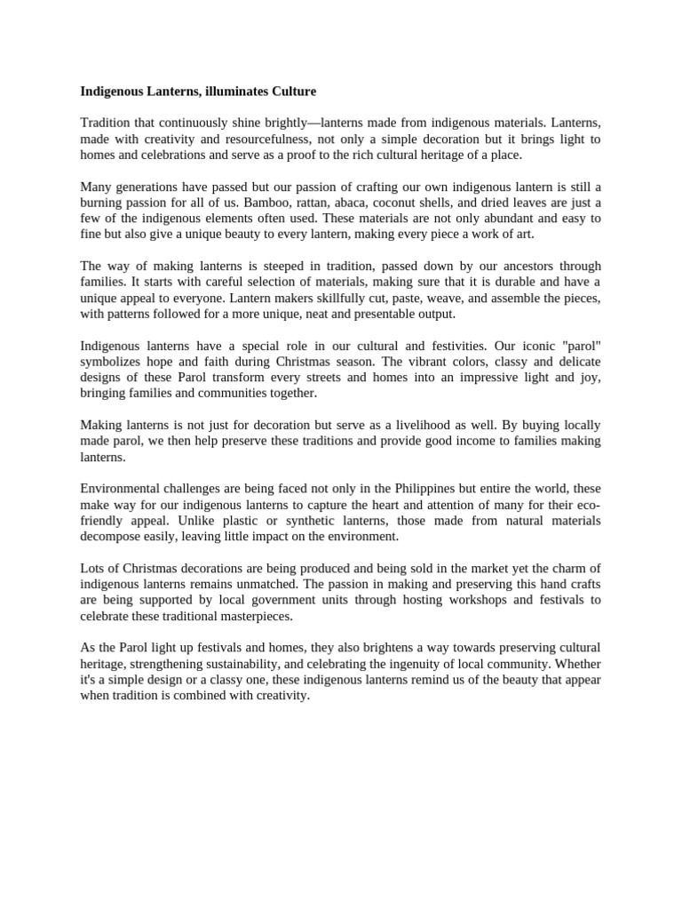 FEATURE ARTICLE Indigenous Lanterns | PDF | Lantern