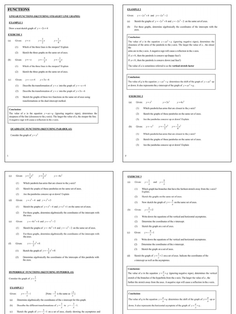 Grade 10 Maths - Functions(Reduced) | PDF