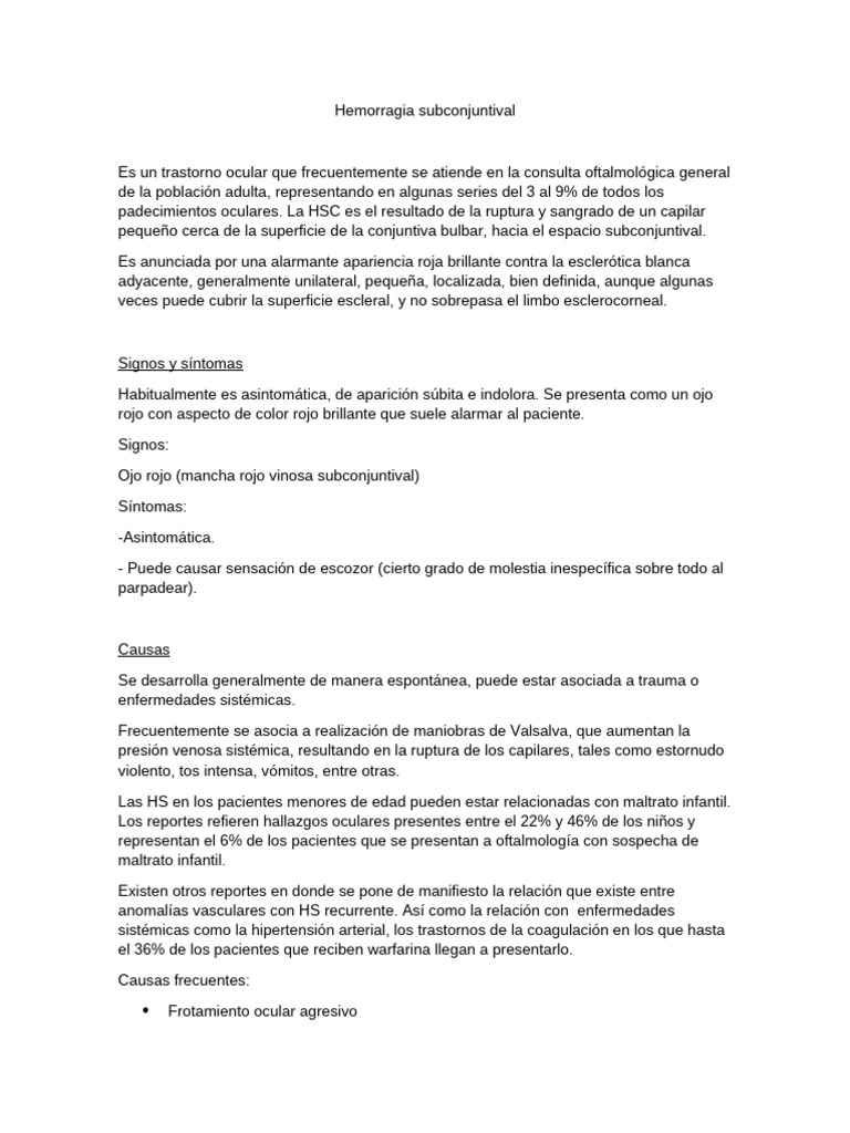 Hemorragia Subconjuntival: Causas y Tratamiento | PDF | Hipertensión ...