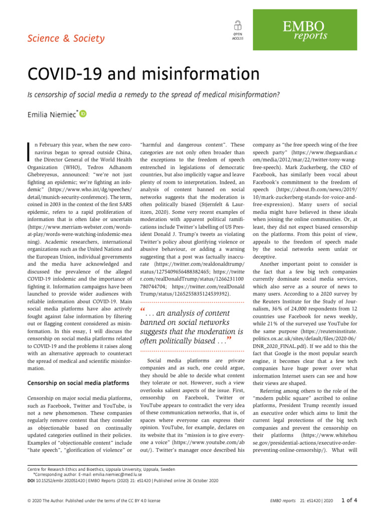 COVID-19 and Misinformation | PDF | Social Media | Popular Culture & Media Studies
