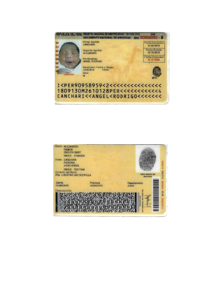 9.- Dni de Menor Hijo - Canchari P_riona Jhon Angel | PDF