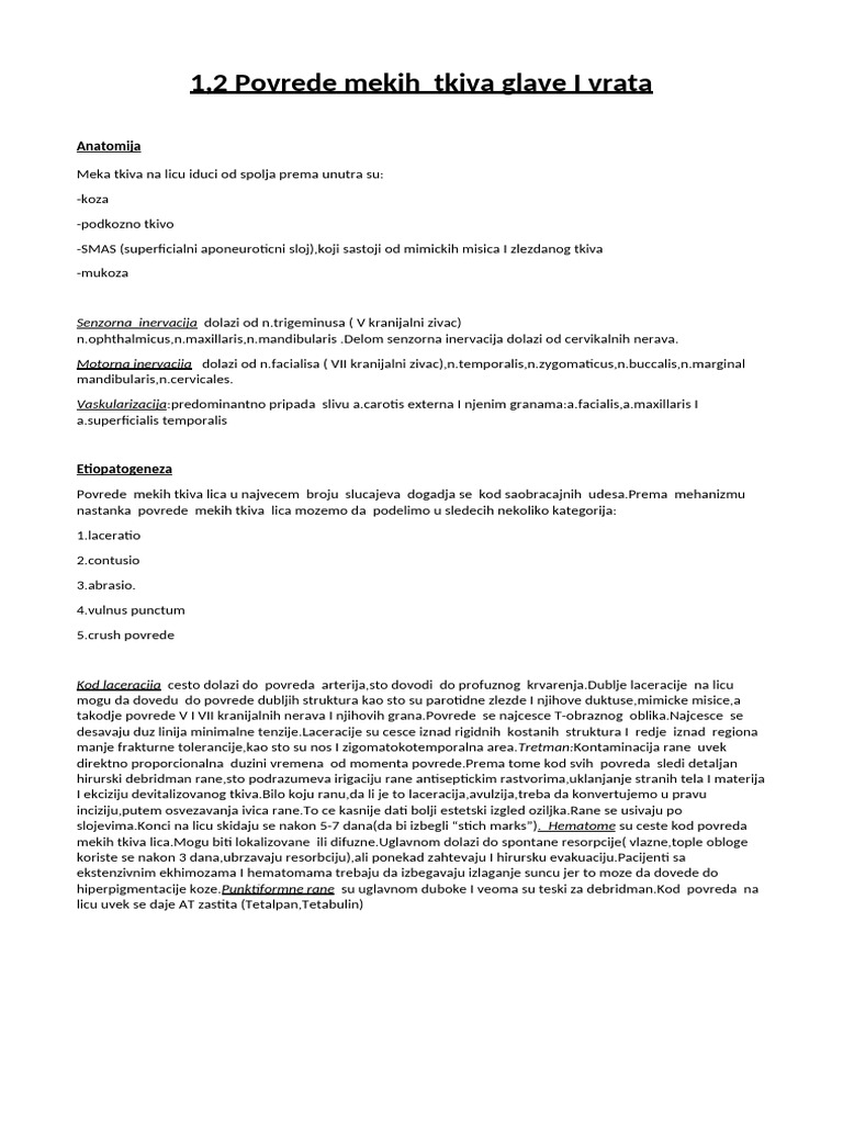 Povrede mekih tkiva glave i vrata | PDF
