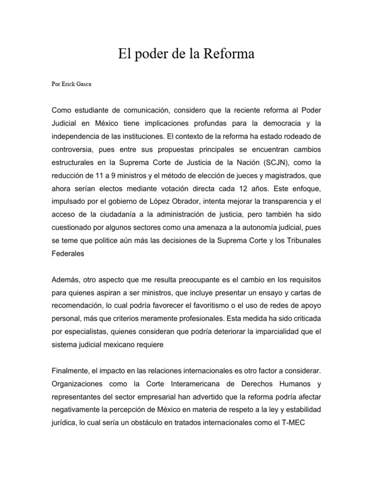 Reforma al Poder Judicial en México | PDF | México | Judicaturas
