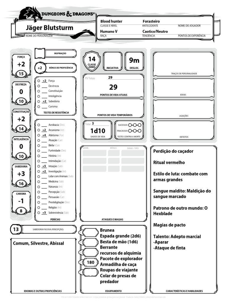 Ficha editável [D&D] | PDF