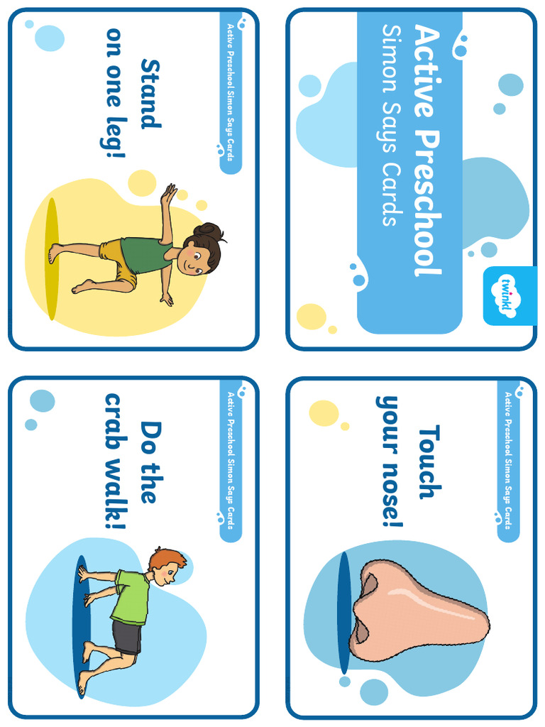 Active Preschool Simon Says Cards - Ver - 3 | PDF