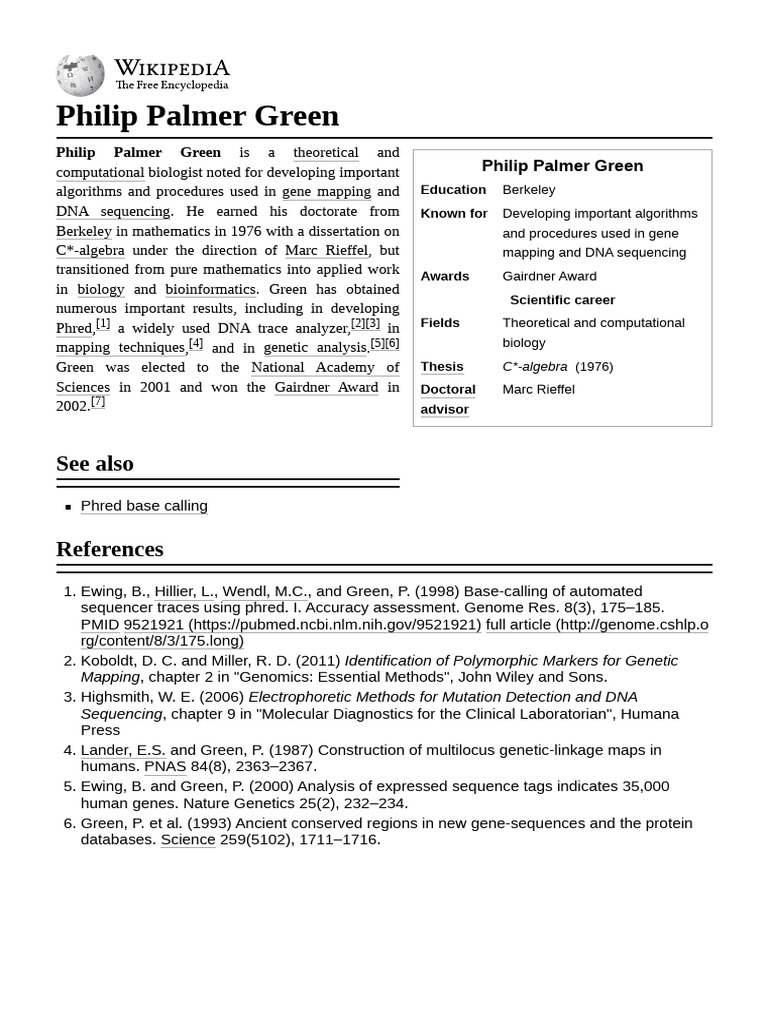 Philip_Palmer_Green | PDF | Dna Sequencing | Bioinformatics