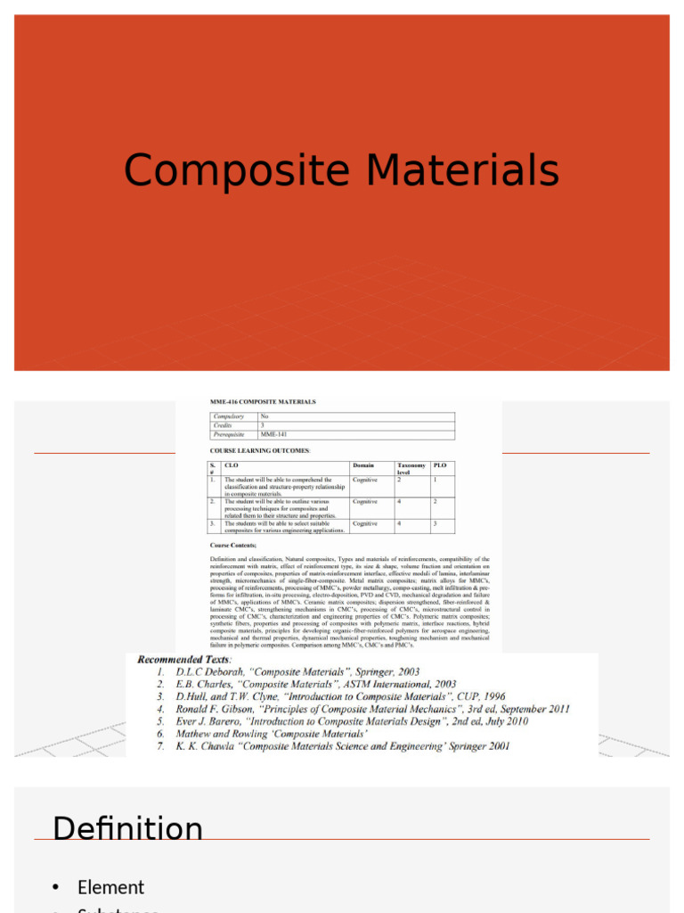 CM Lecture -1 | PDF | Composite Material | Fibers