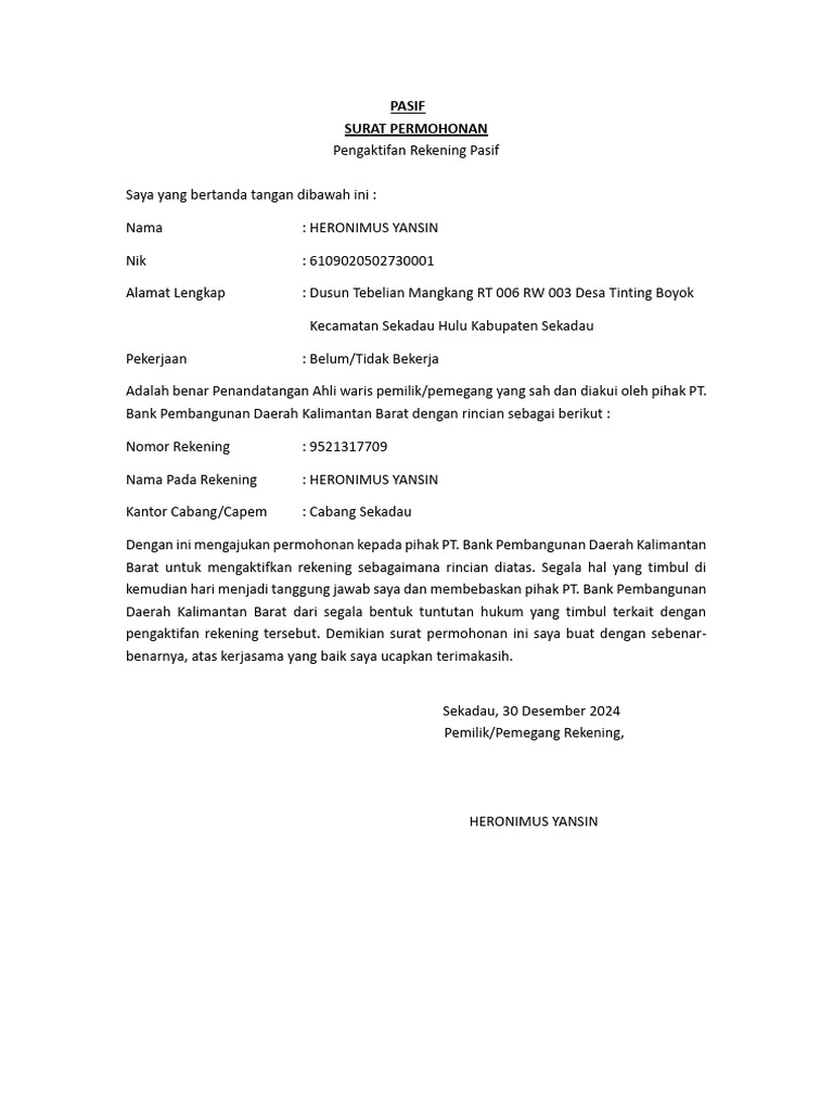 Pengaktifan Rekening Pasif | PDF