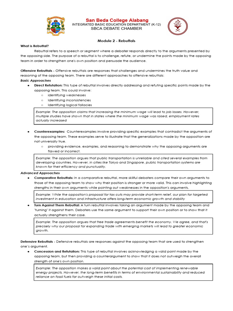 MODULE 4 - Advanced Rebuttals | PDF | Fallacy | Argument