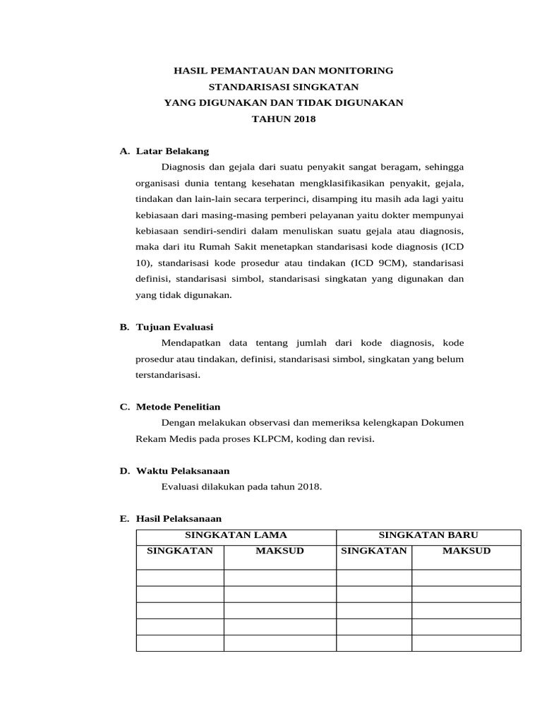 Pemantauan Standarisasi Singkatan 2018 | PDF