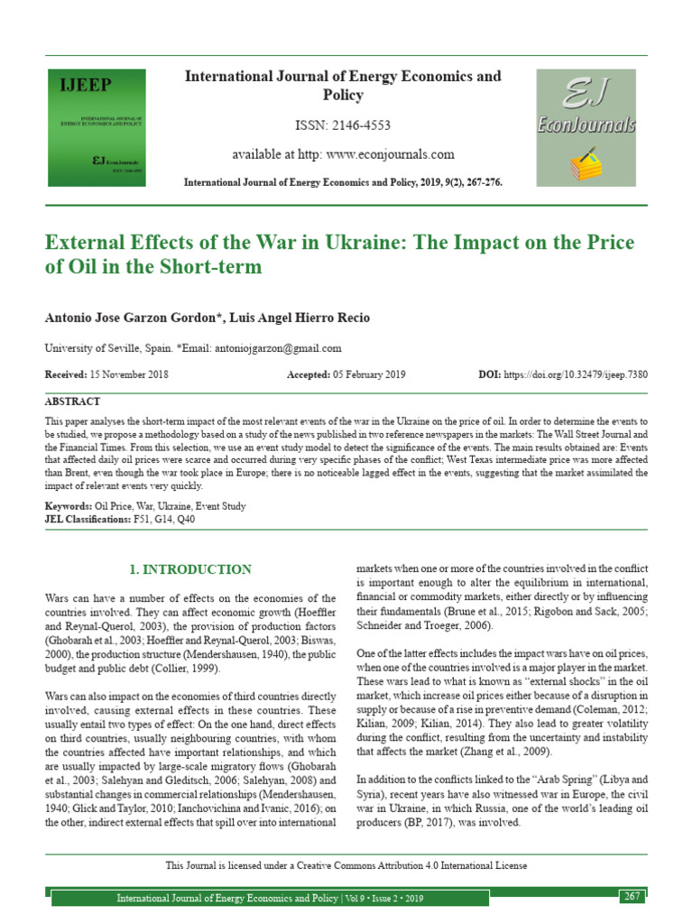 External Effects of The War in | PDF | West Texas Intermediate | Price ...