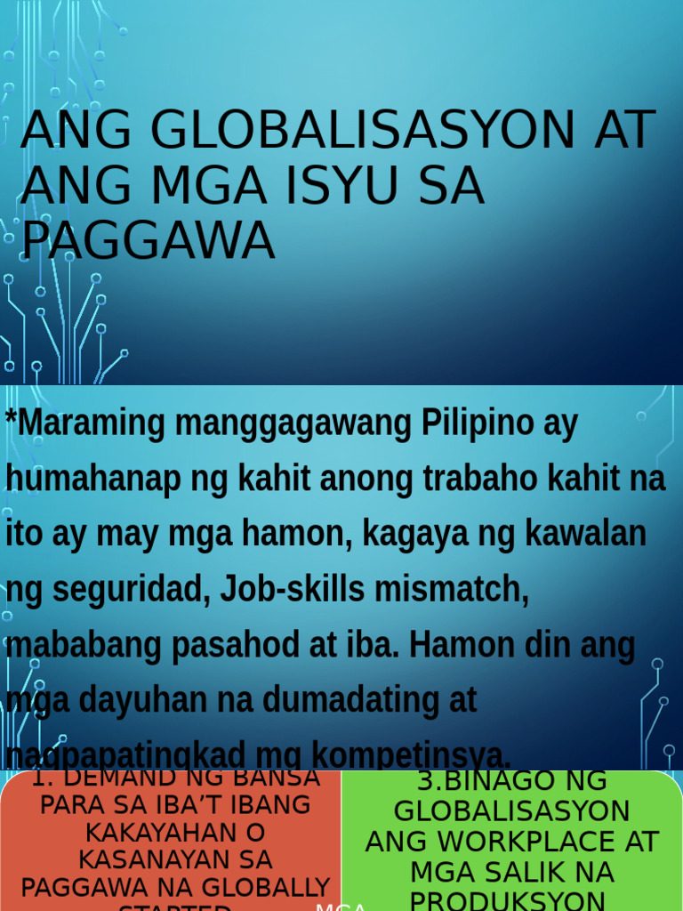 Ang Globalisasyon at Ang Mga Isyu Sa Paggawa 10 A | PDF