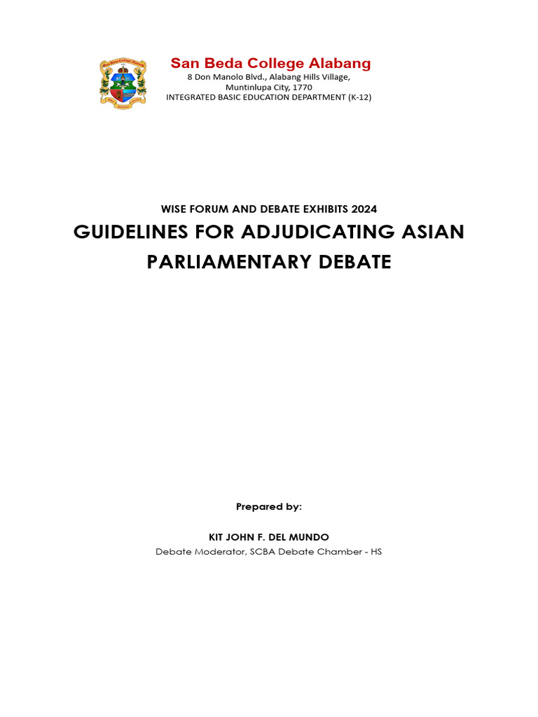 WISE 2024 - Adjudicator's Guide | PDF | Argument