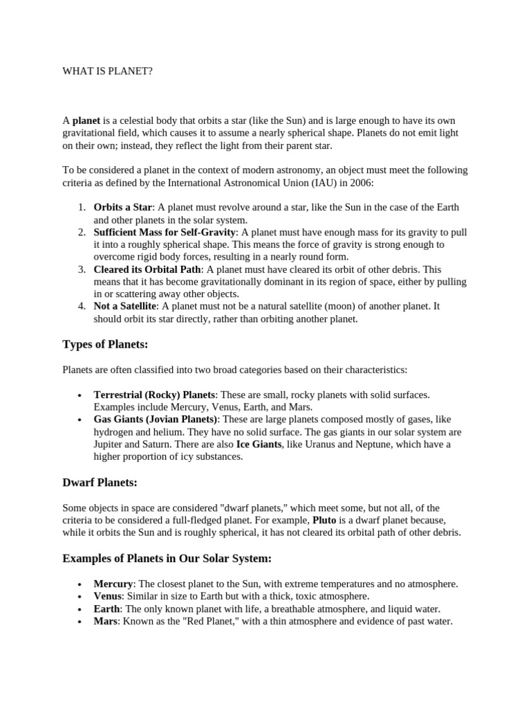 WHAT IS PLANET | PDF | Planets | Solar System