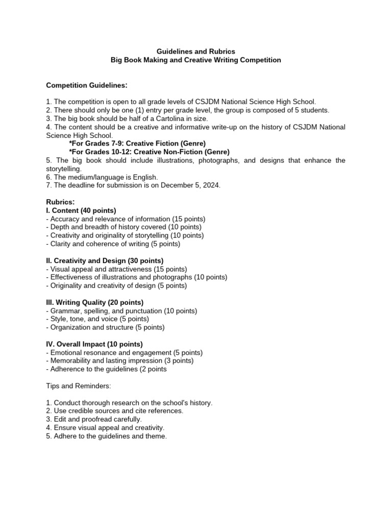 CSJDM High School Writing Contest | PDF