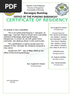 Barangay Certificate of Residency Template | PDF
