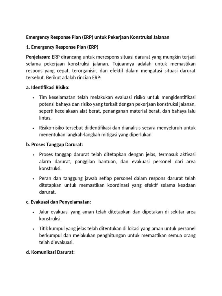Emergency Response Plan (ERP) Dan Emergency Drill Serta Skenario ...