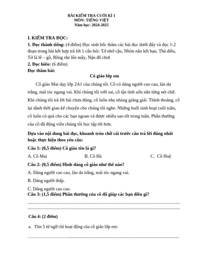 ÔN TẬP TV CK1 (5) | PDF