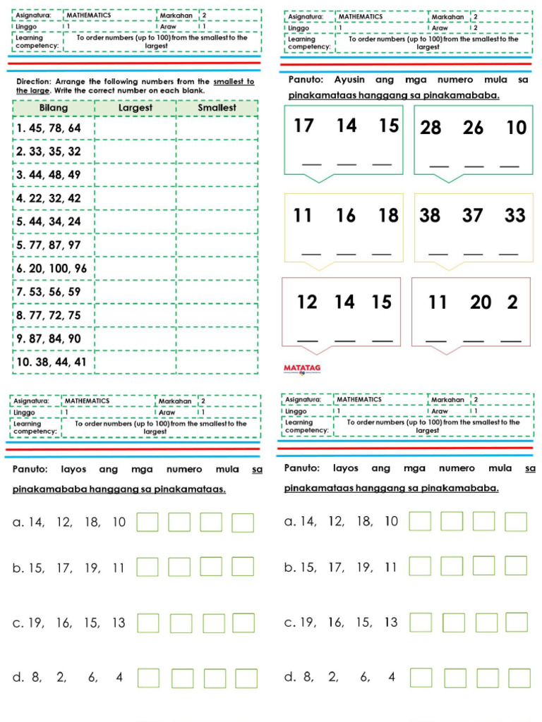 Mathematics 1 Quarter 2 Week 1 Worksheets | PDF