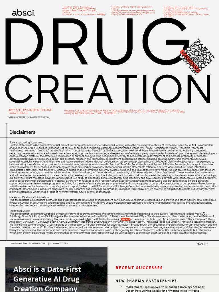 Absci JPM 2024 Presentation | PDF | Antibody | Inflammation