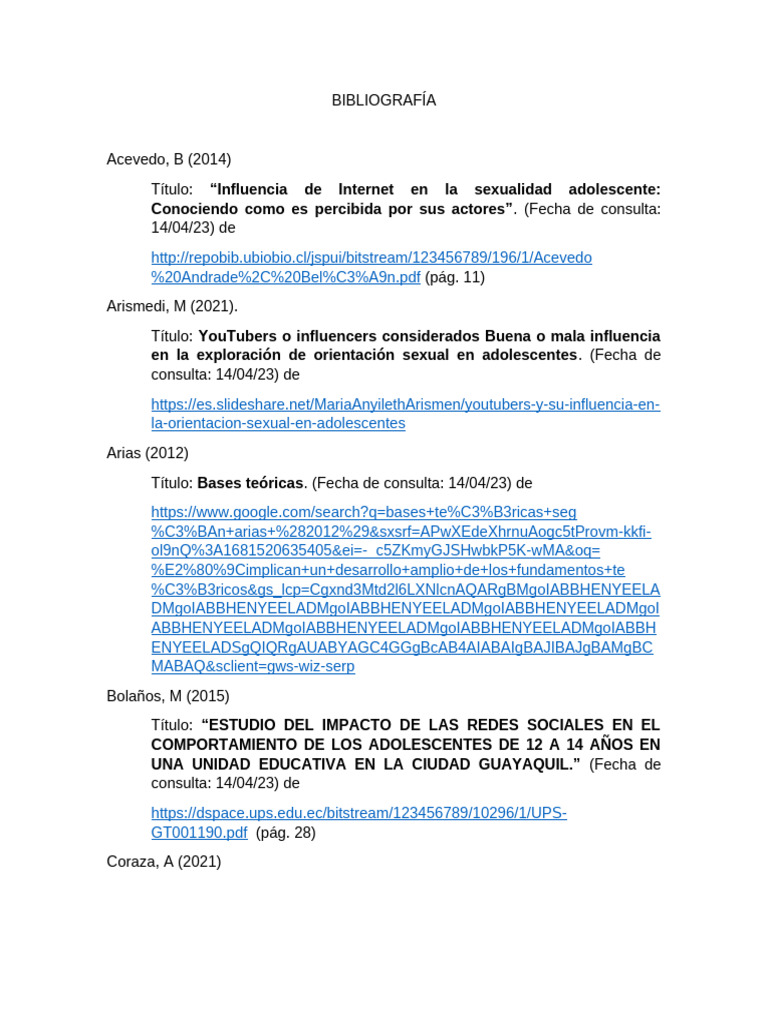 Bibliografía Ordenada | PDF